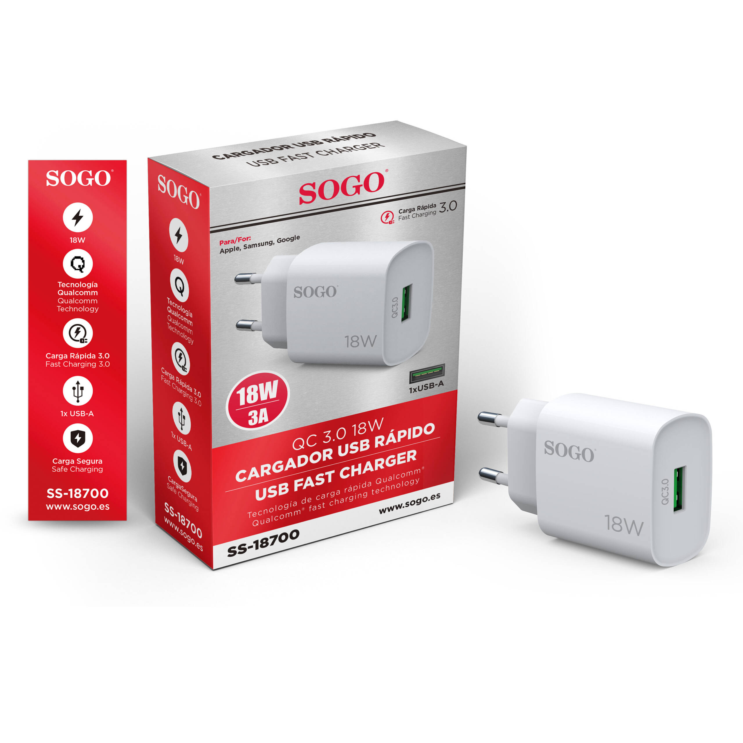 QC3.0 18W FAST USB-A CHARGER - SOGO