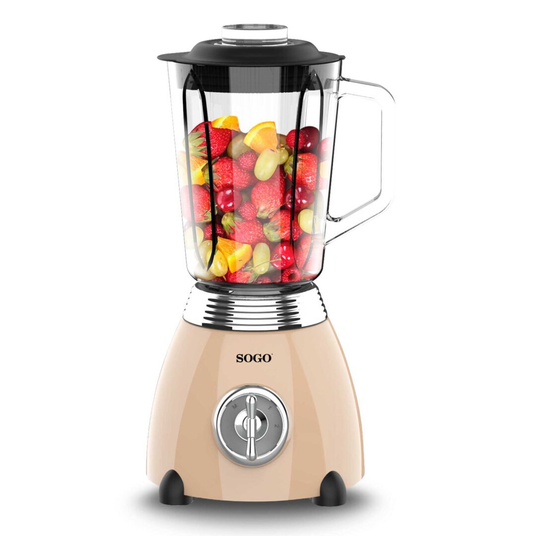 SOGO BLENDER JARA GLASS STAINLESS STEEL RETRO DESIGN BEIGE 1,5L - SOGO