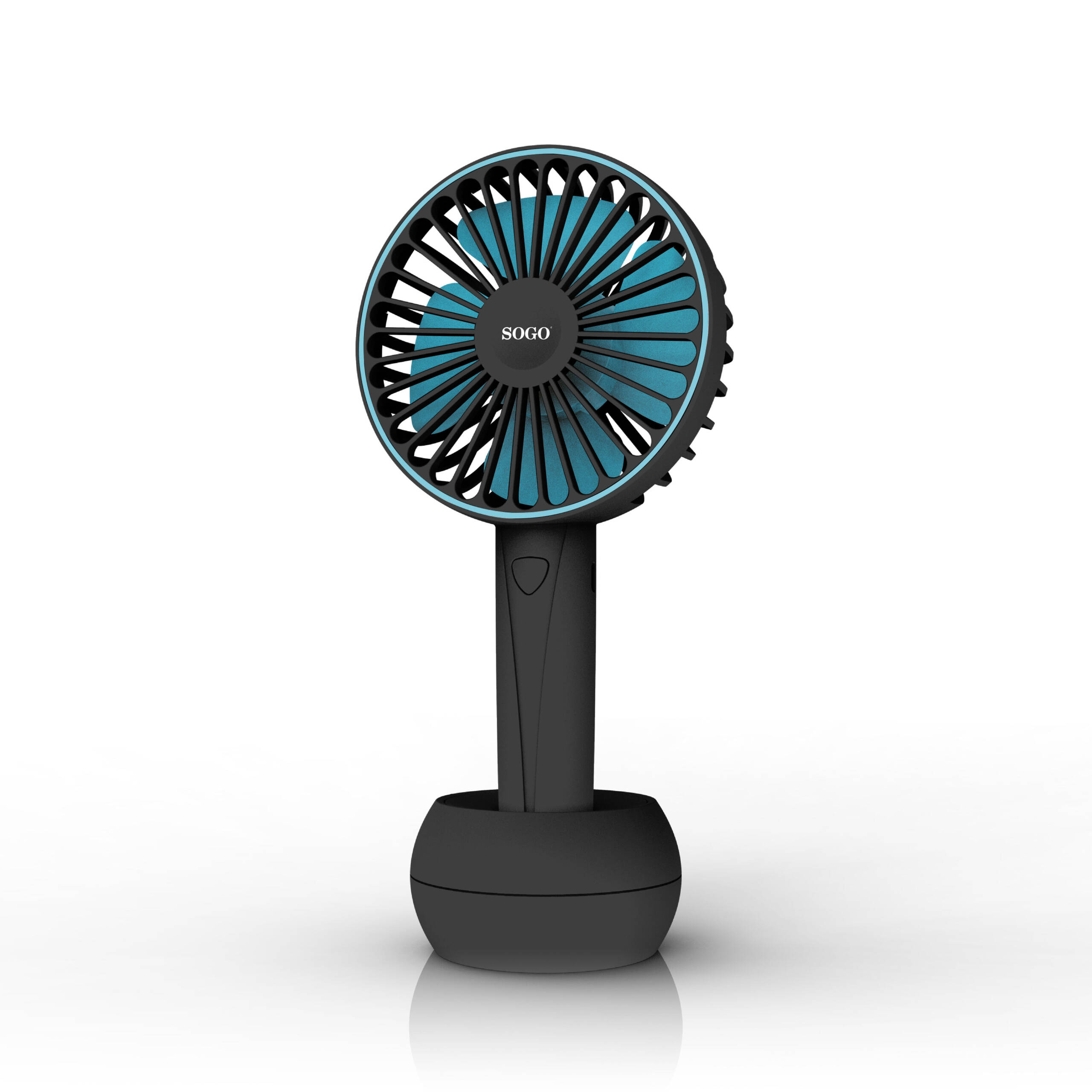 RECHARGEABLE PORTABLE HANDHELD FAN BLACK/BLUE -4W - SOGO