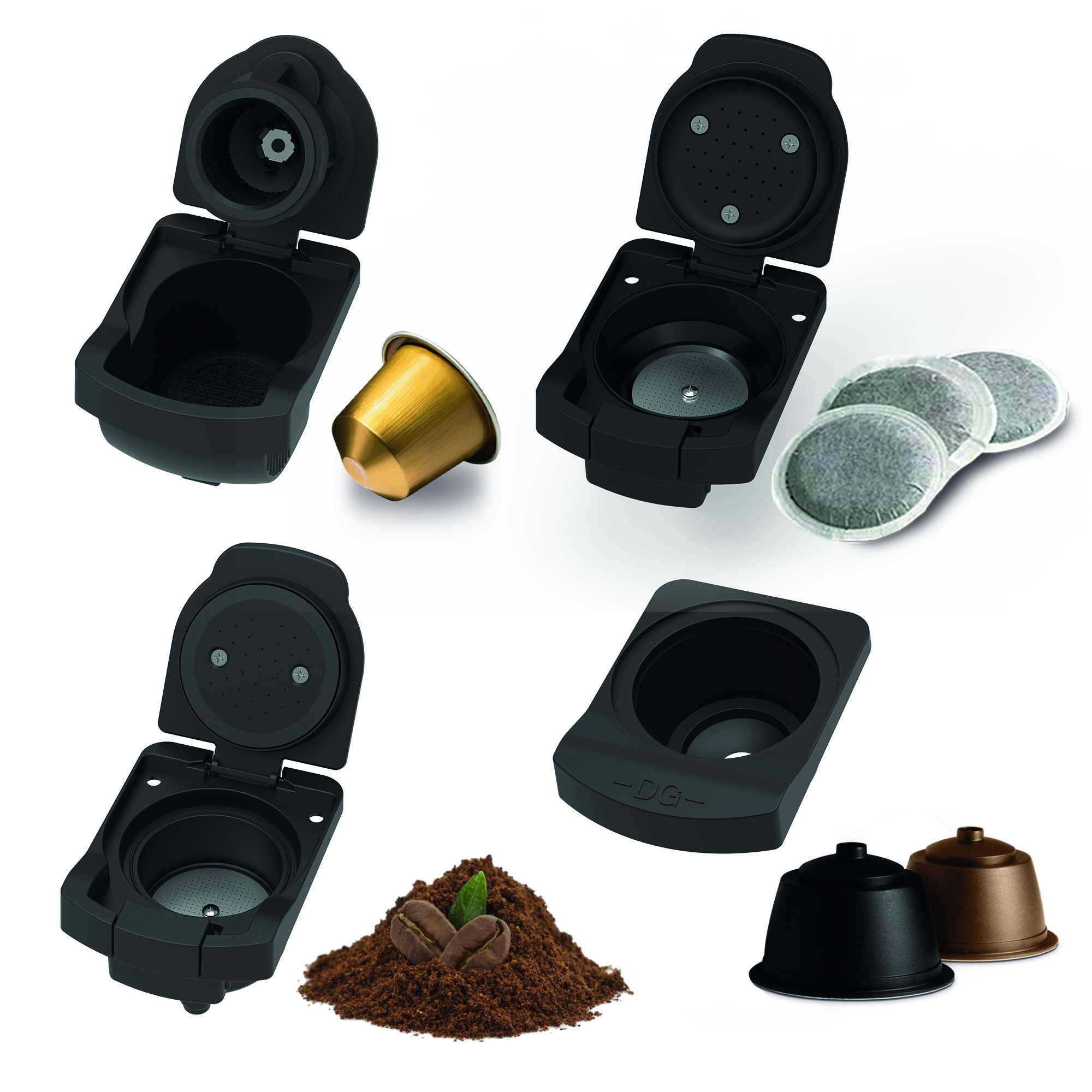 Multi Capsule Coffee Maker 4 in 1 White "Espresso MultiBrew 1400" - SOGO
